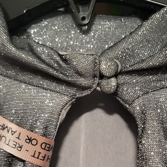 House of CB | Dresses | House Of Cb Irena Silver Sparkle Draped Mini ...